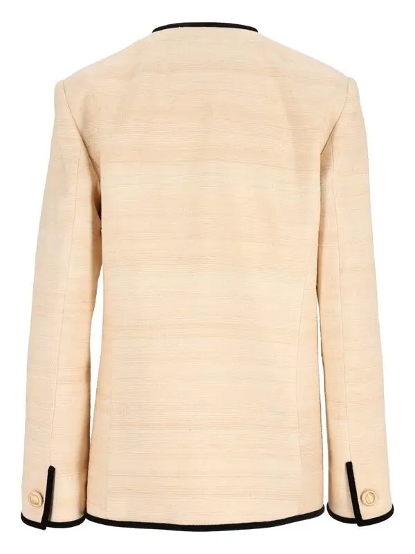 Valentino Garavani Silk Linen Blazer With Velvet Trim