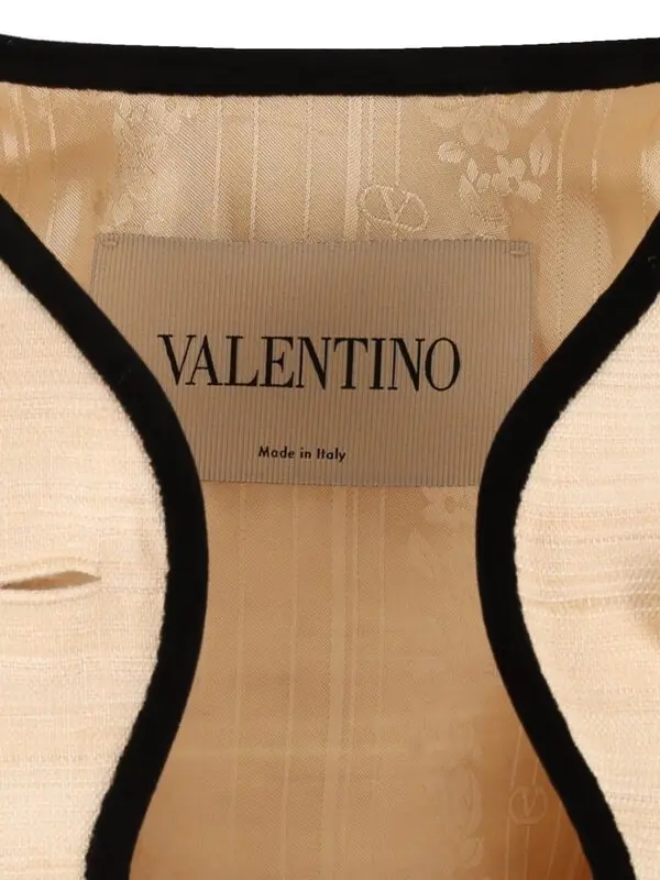 Valentino Garavani Silk Linen Blazer With Velvet Trim