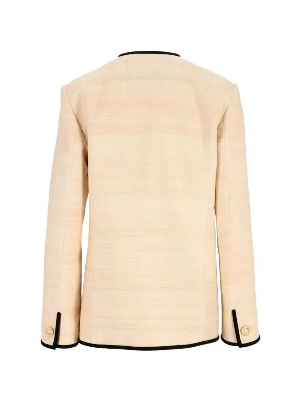 Valentino Garavani Silk Linen Blazer With Velvet Trim