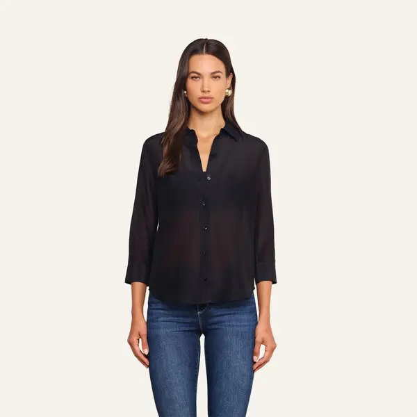 L'Agence Dani Cotton-silk Blouse - Black