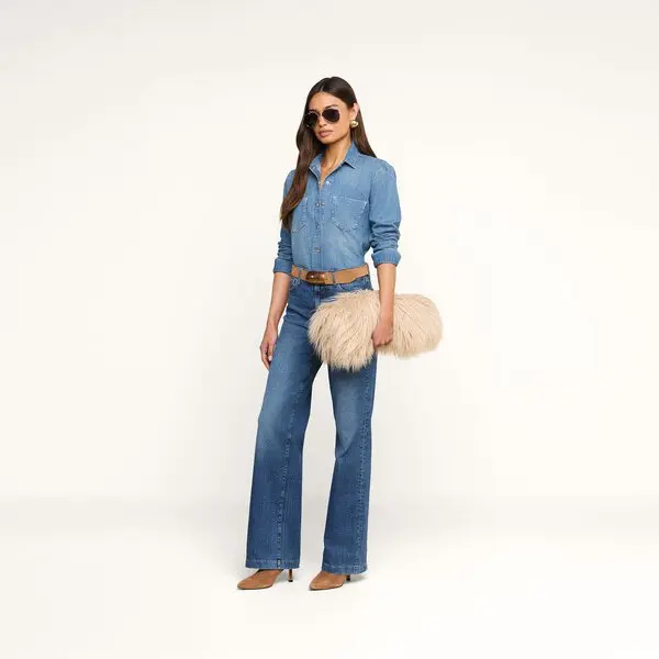 L'Agence Adelina Faux Fur Clutch - Biscuit