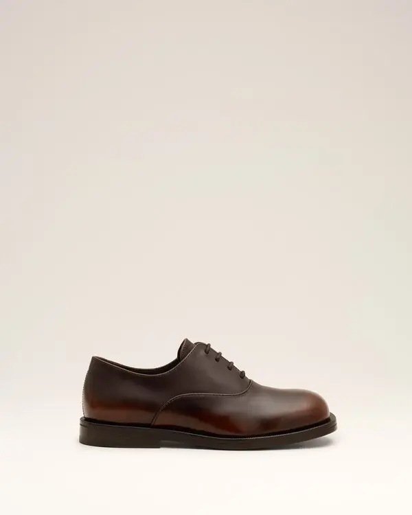AMI Paris Cow Leather Oxford Shoes - Chocolate Brown