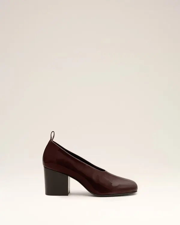 AMI Paris Brown Cow Leather Pumps - Chocolate Brown