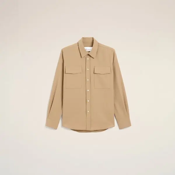 AMI Paris Beige Wool Shirt Beige - Mastic Beige