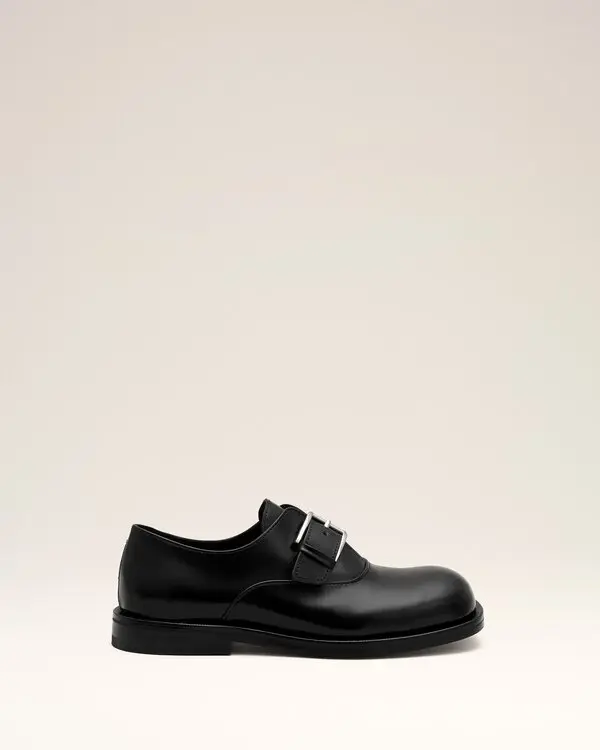 AMI Paris Cow Leather Monk Strap Shoes - Black