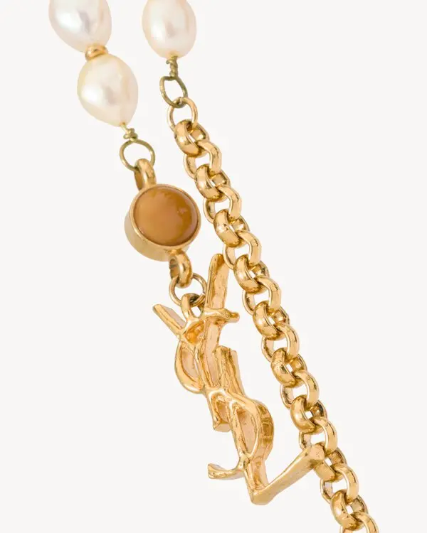 Saint Laurent Double-strand Cable Chain Belt With Cassandre Pendant