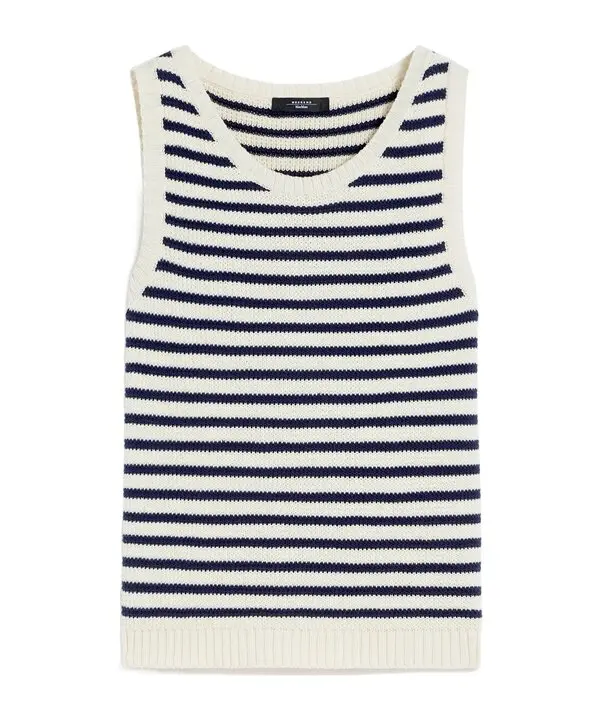 Max Mara Maglia A Coste In Filato Di Cotone Blu