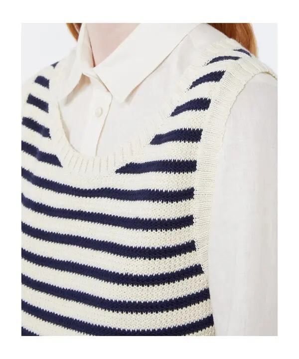 Max Mara Maglia A Coste In Filato Di Cotone Blu