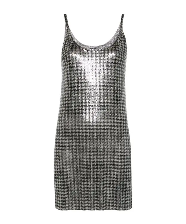 Rabanne Houndstooth Sleeveless Mini Dress