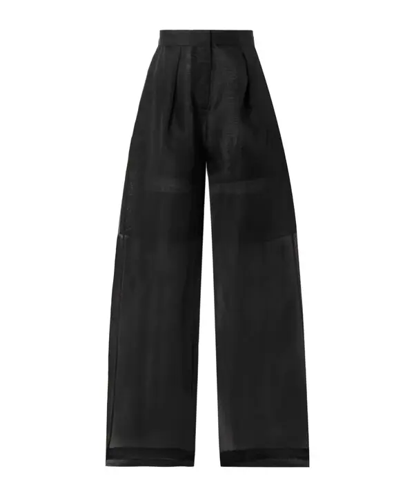 Le Kasha High-waisted Wide-leg Sheer Organza Pants