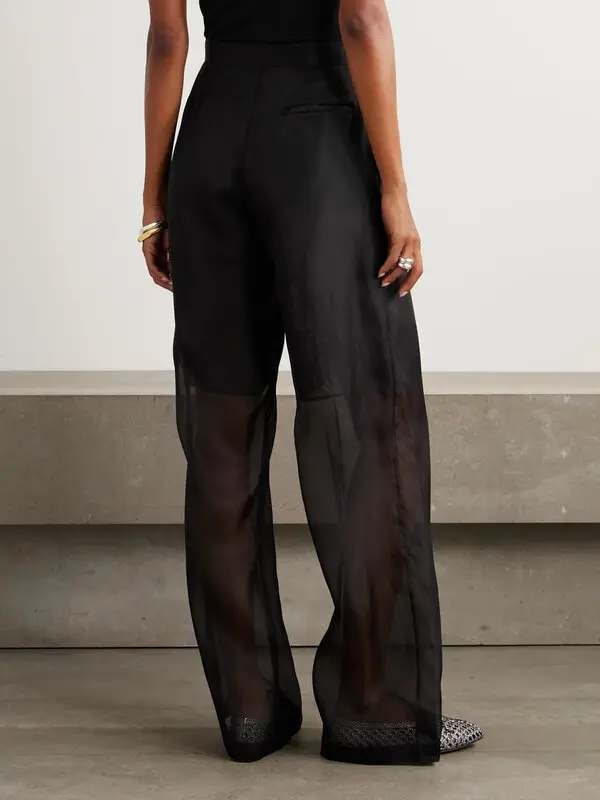Le Kasha High-waisted Wide-leg Sheer Organza Pants