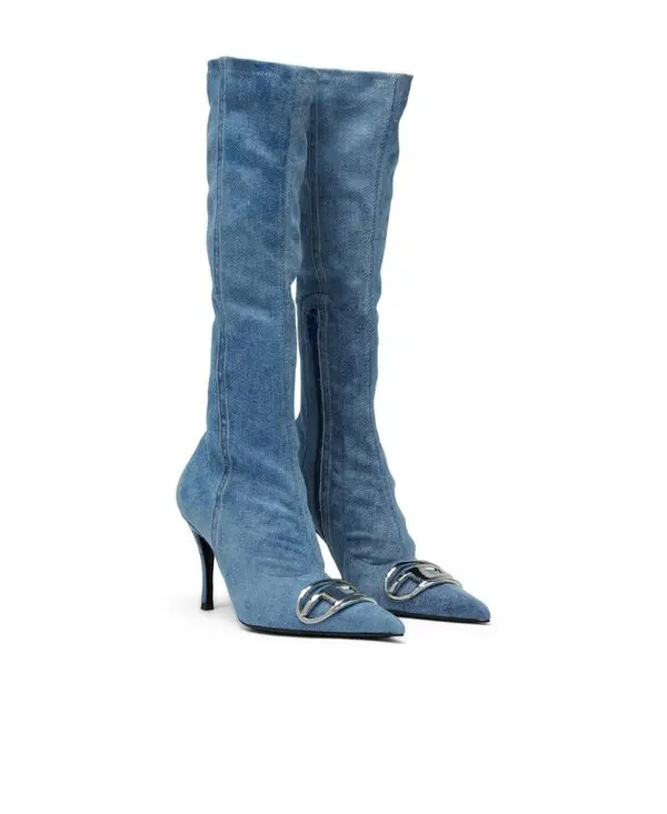 DIESEL® D-venus 80mm Denim Knee-high Boots