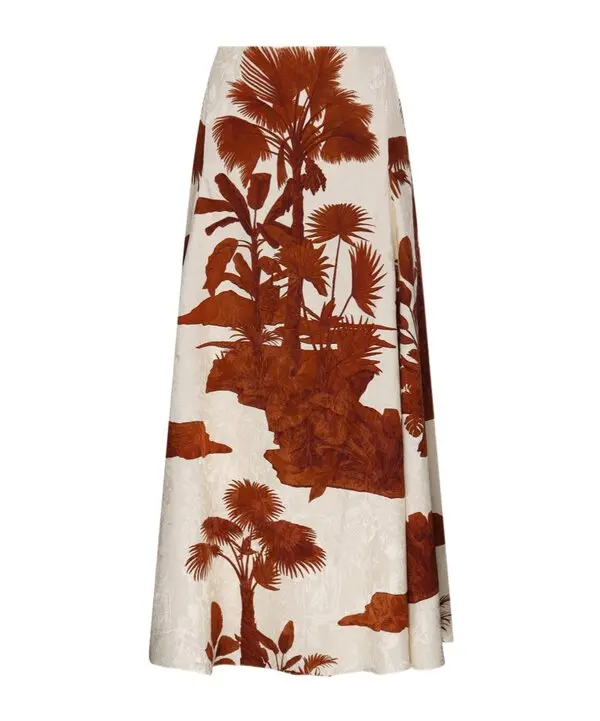 Johanna Ortiz Tropical Print A-line Skirt - Nude