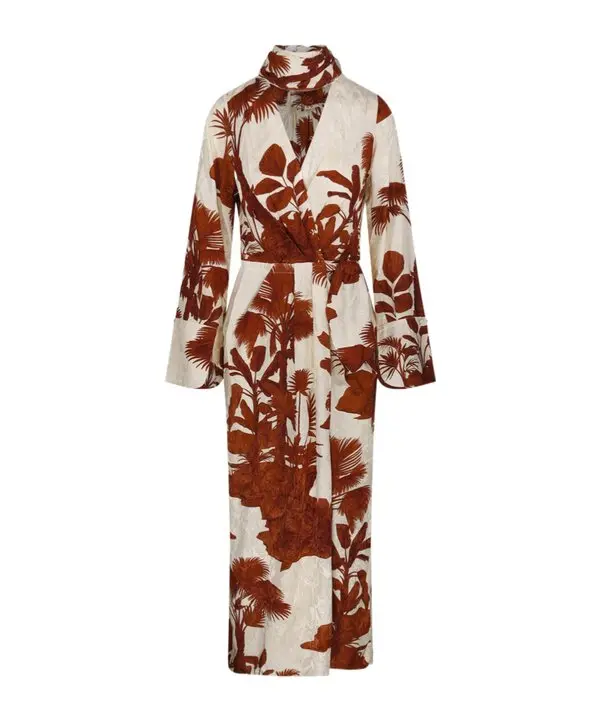 Johanna Ortiz Tropical Print Long Sleeve Wrap Dress