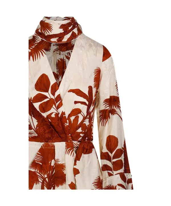 Johanna Ortiz Tropical Print Long Sleeve Wrap Dress