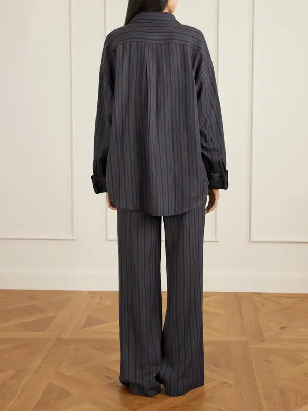 THE ELDER STATESMAN Striped Wool And Cashmere Blend Twill Shirt