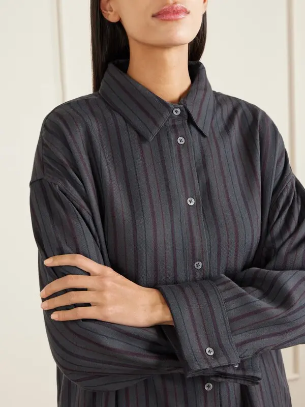 THE ELDER STATESMAN Striped Wool And Cashmere Blend Twill Shirt