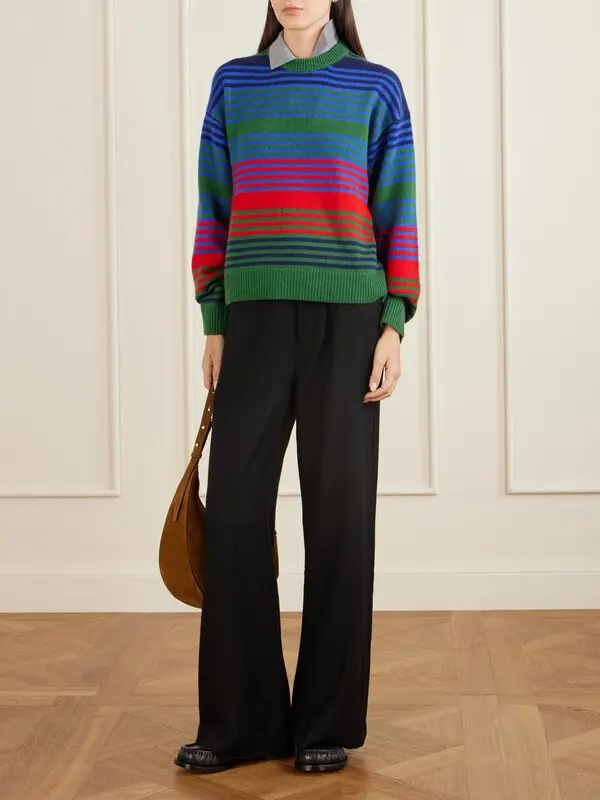 THE ELDER STATESMAN Cashmere And Wool Blend Wide-leg Trousers