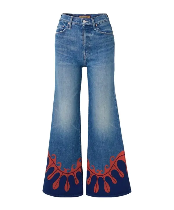 MOTHER Printed High-waisted Flared Jeans