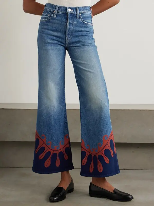 MOTHER Printed High-waisted Flared Jeans
