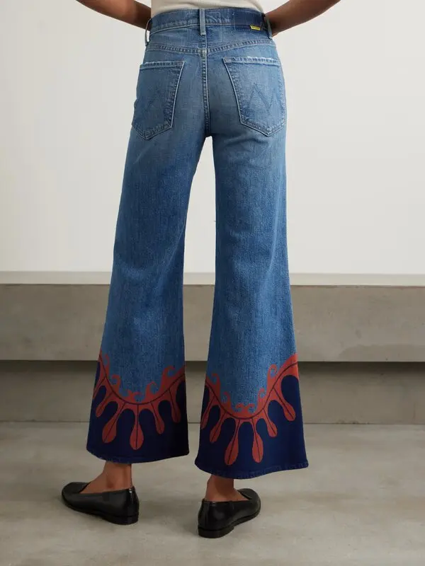 MOTHER Printed High-waisted Flared Jeans