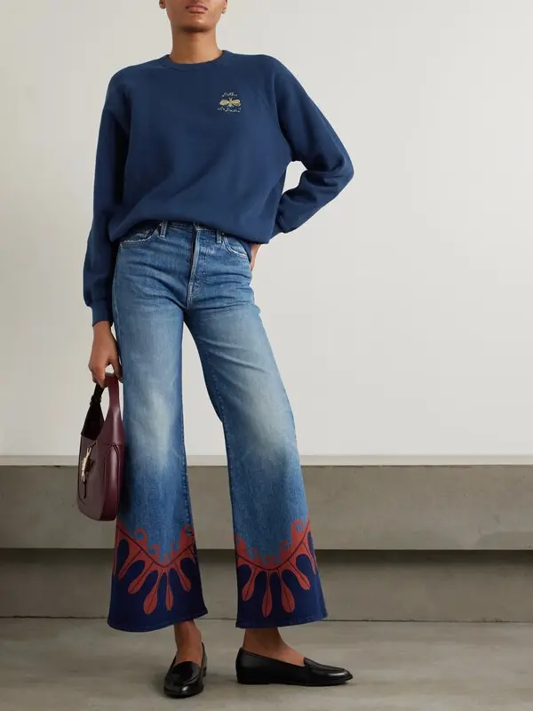 MOTHER Printed High-waisted Flared Jeans
