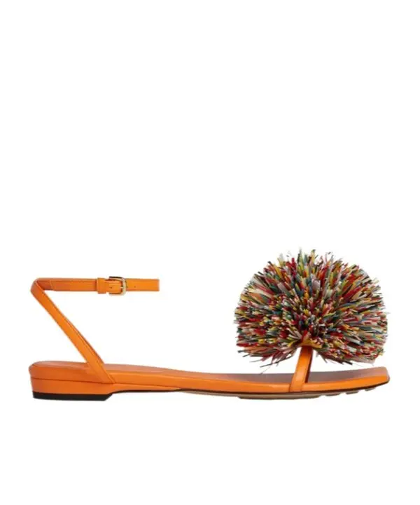 Bottega Veneta Adam Flat Sandals With Embellished Balls - Brown