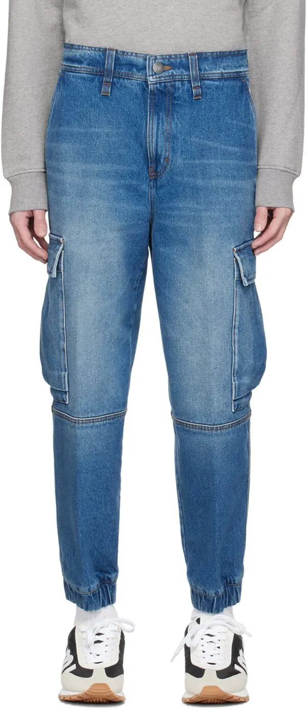 AMI Paris Mid-wash Denim Cargo Pants