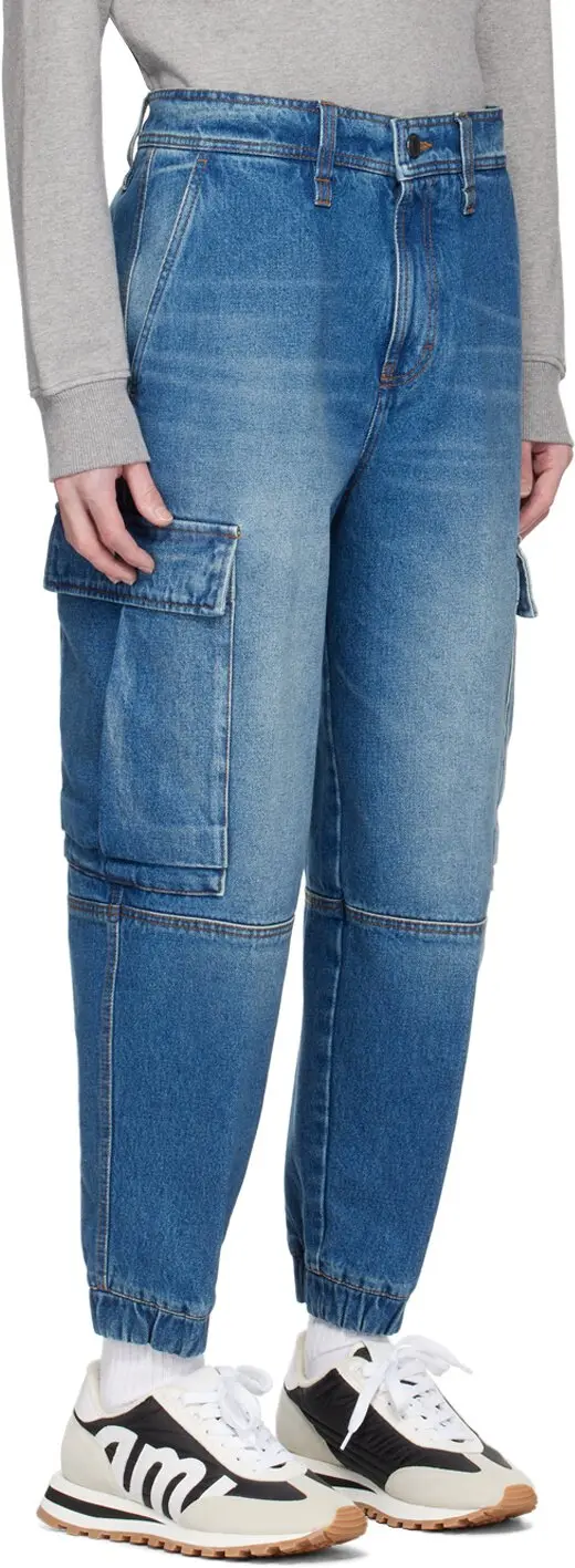 AMI Paris Mid-wash Denim Cargo Pants