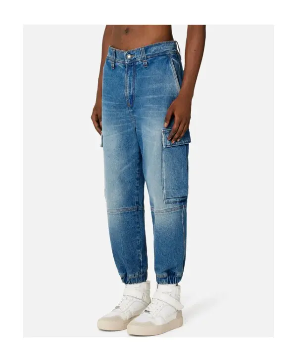 AMI Paris Mid-wash Denim Cargo Pants