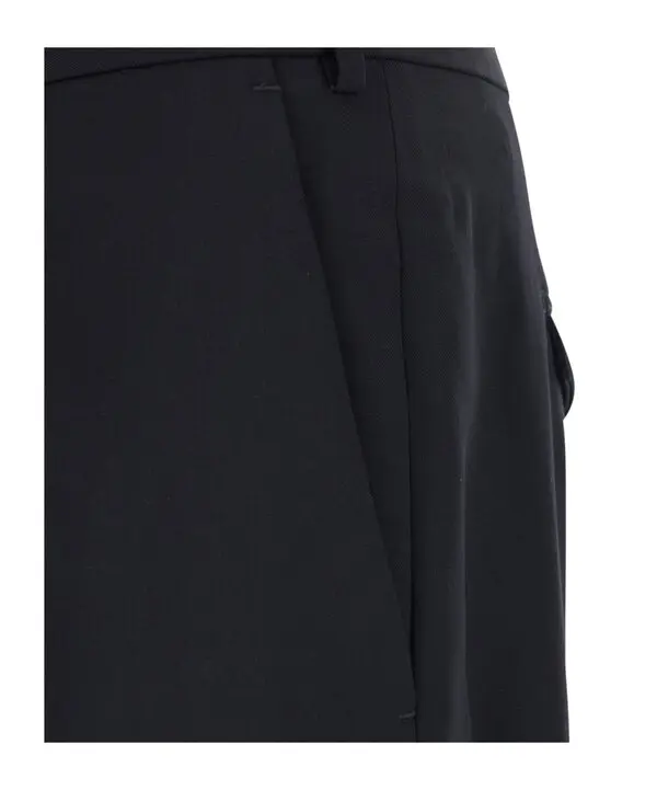 PT TORINO Wool Stretch Tapered Legs Cuffed Hem Pants - Black