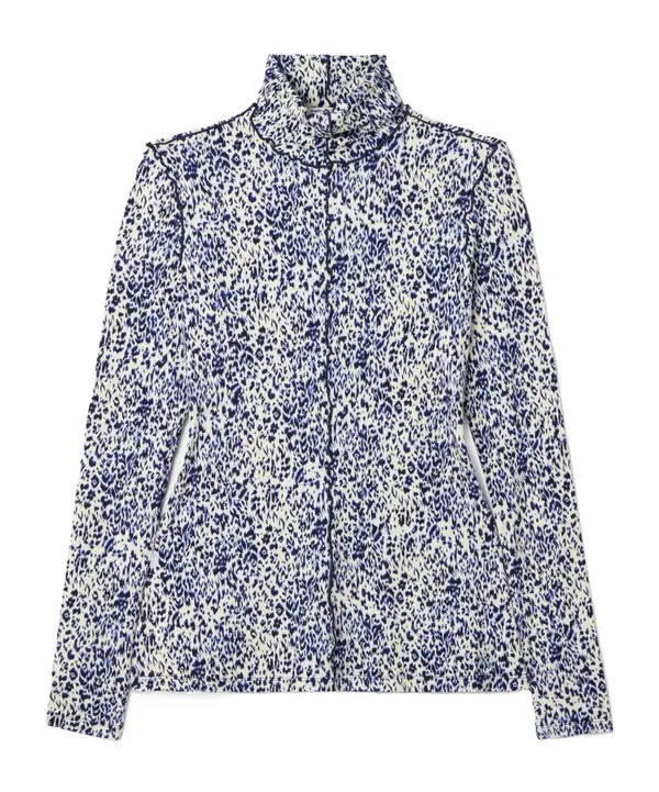 Proenza Schouler Audrey Ruffled Knit Turtleneck Top - White