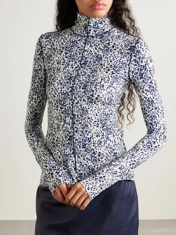 Proenza Schouler Audrey Ruffled Knit Turtleneck Top - White