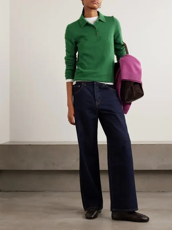 THE ELDER STATESMAN Laurel Cashmere Polo Shirt