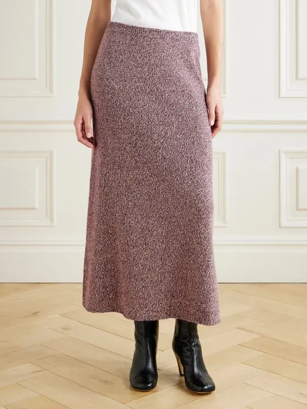 THE ELDER STATESMAN Marl Cashmere Midi Skirt