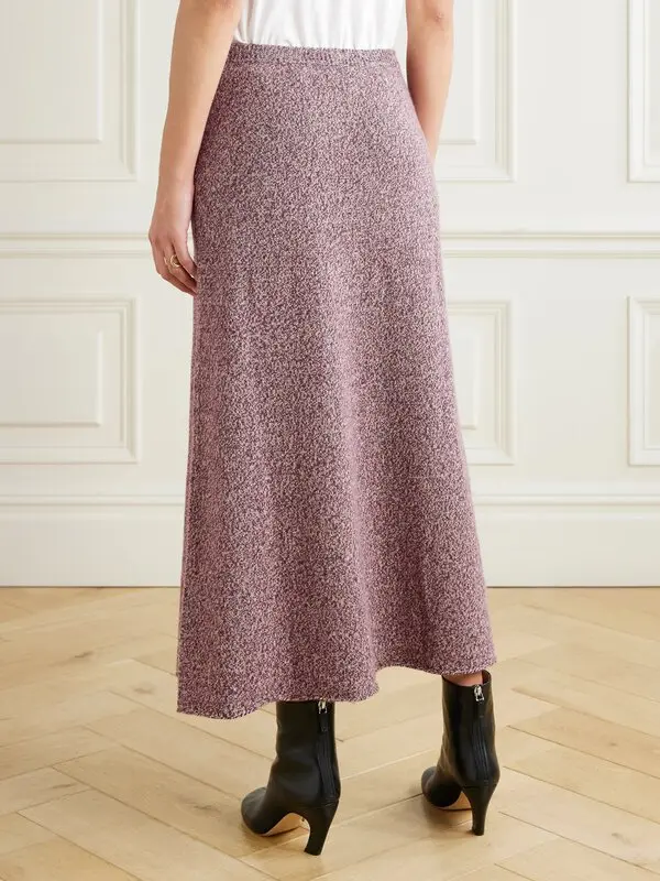 THE ELDER STATESMAN Marl Cashmere Midi Skirt