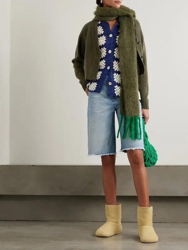 THE ELDER STATESMAN Cashmere Cropped Cardigan