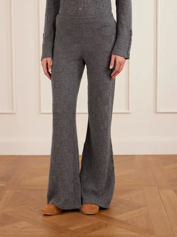 THE ELDER STATESMAN Cashmere Wide-leg Track Pants - Grey
