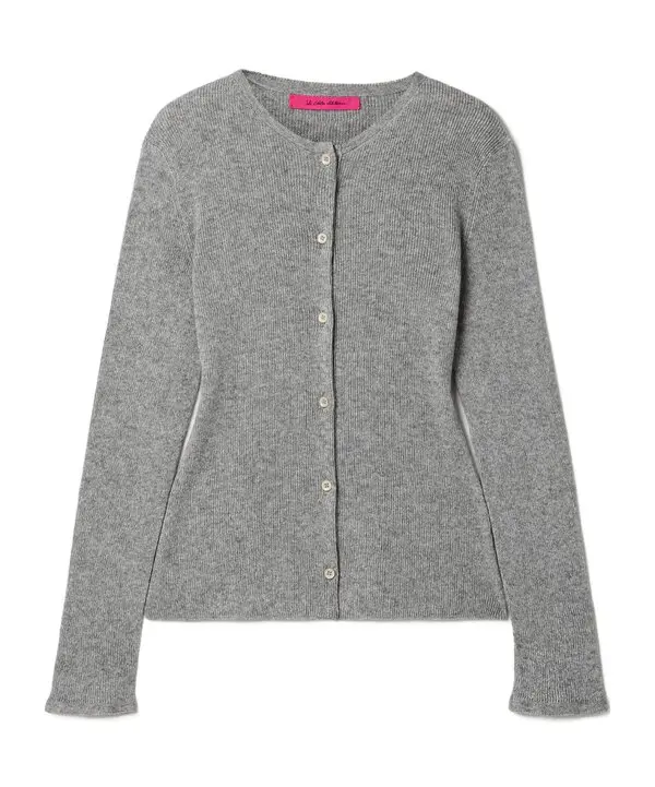THE ELDER STATESMAN Ribbed Cashmere And Silk Blend Cardigan - Gray