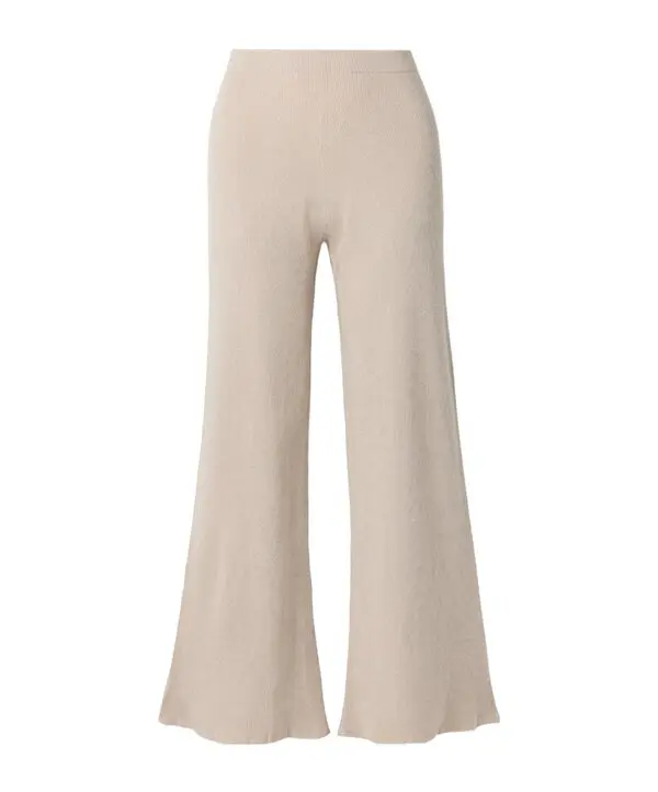 THE ELDER STATESMAN Ribbed Blend Wide-leg Casual Pants