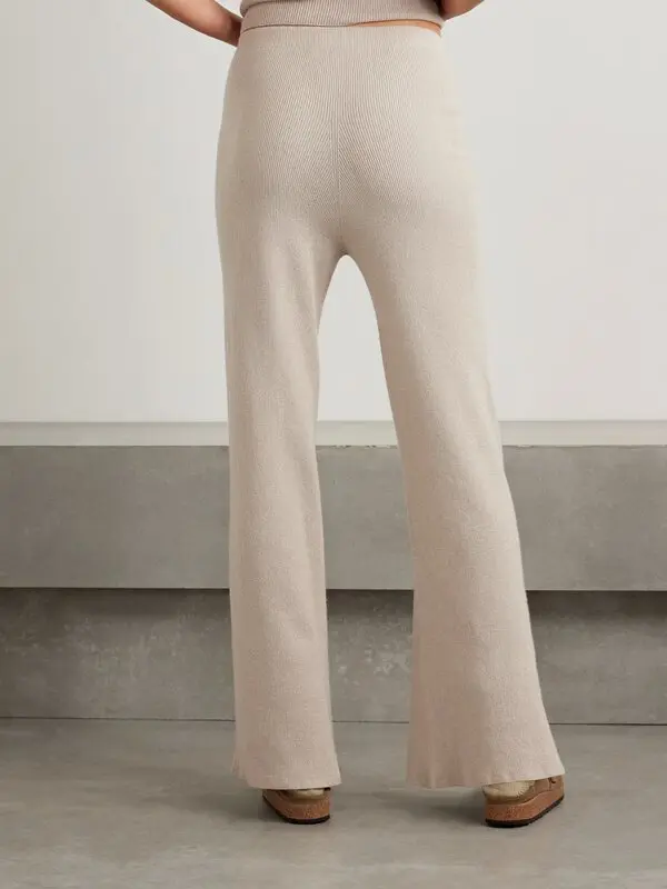 THE ELDER STATESMAN Ribbed Blend Wide-leg Casual Pants