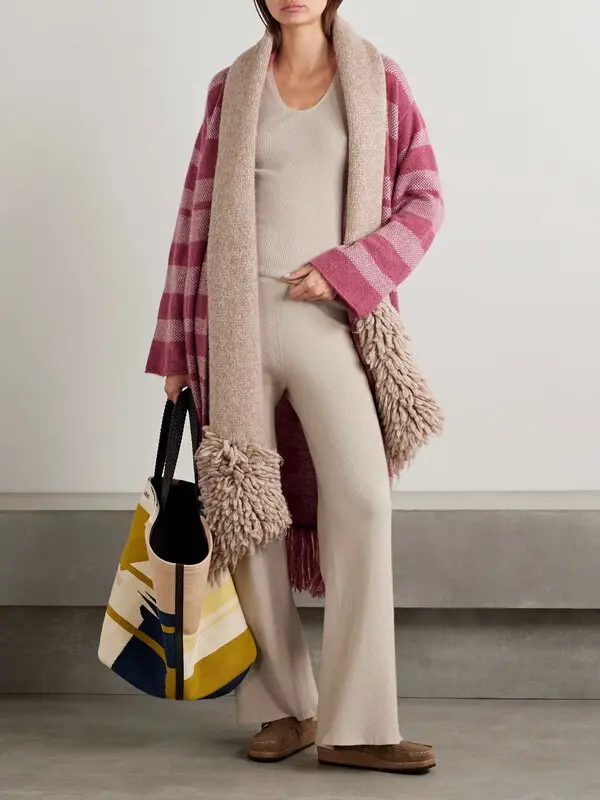 THE ELDER STATESMAN Ribbed Blend Wide-leg Casual Pants
