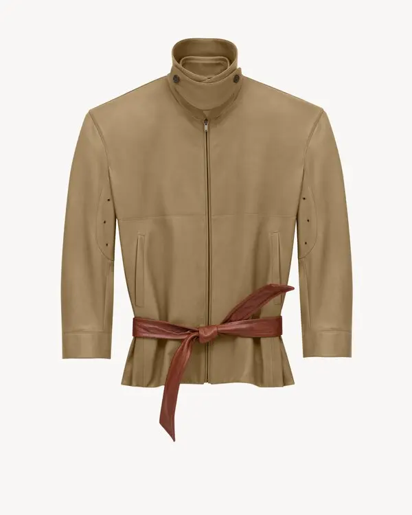 Saint Laurent Belted Jacket In Lambskin
