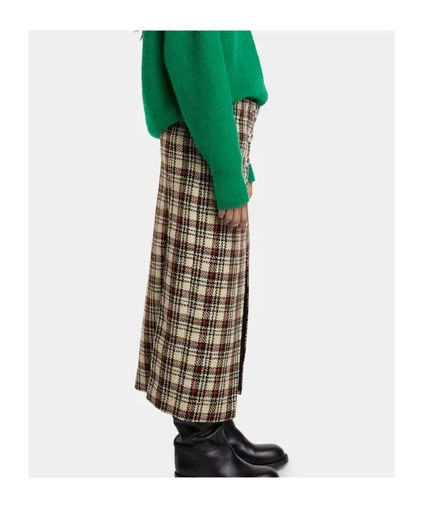 Rabanne Tartan Pattern Midi Skirt With Button Detailing