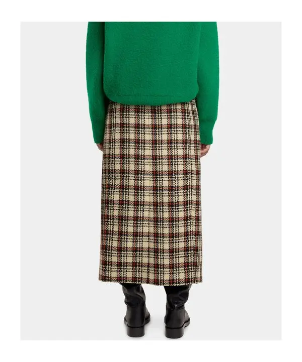 Rabanne Tartan Pattern Midi Skirt With Button Detailing