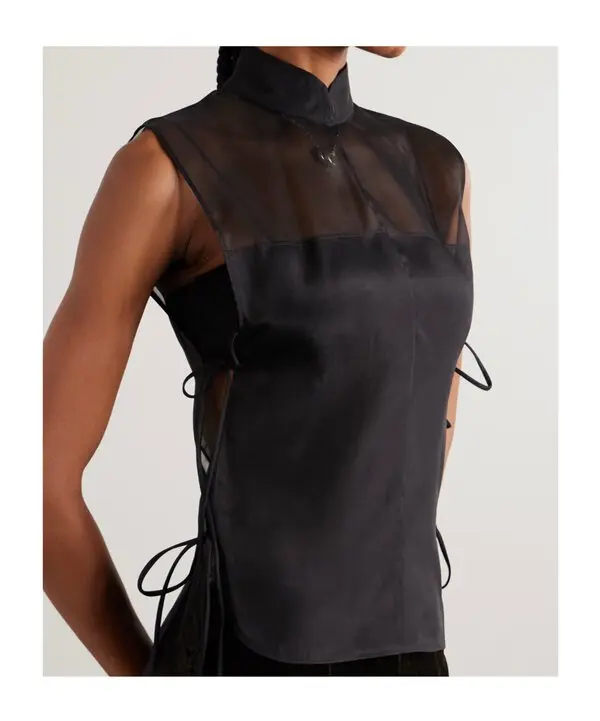 Le Kasha Anzio Tie-detailed Silk-tulle Top