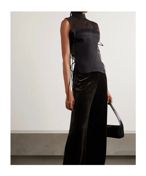 Le Kasha Anzio Tie-detailed Silk-tulle Top