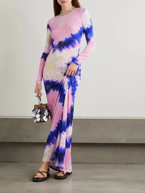 Rabanne Tie-dye Print Crewneck Maxi Dress - Multi-color