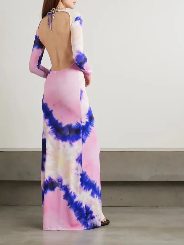 Rabanne Tie-dye Print Crewneck Maxi Dress - Multi-color