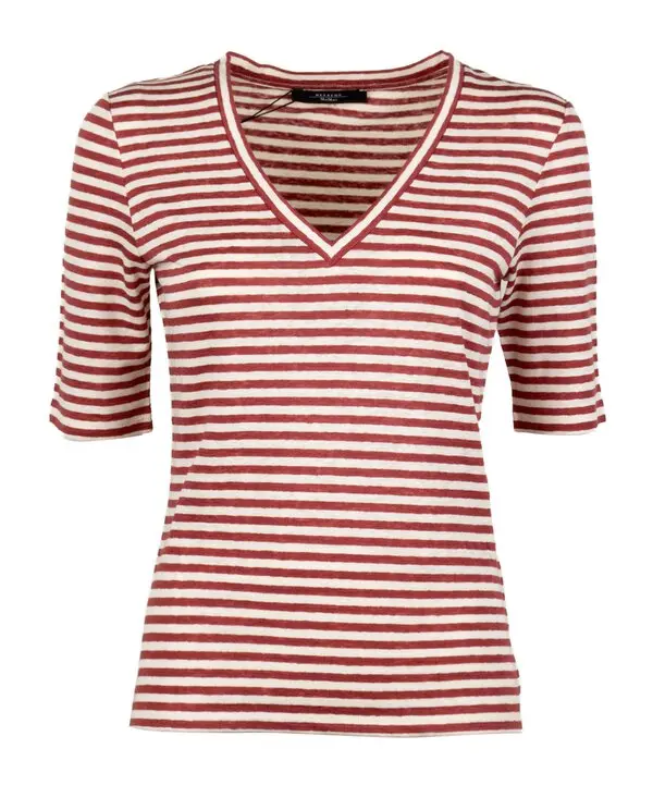 Max Mara V-neck Striped T-shirt - Pink